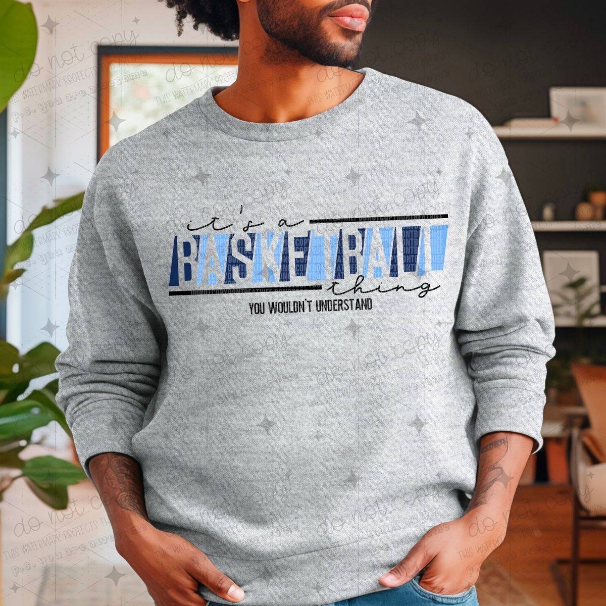 IT'S A BASKETBALL THING - NAVY BLUE/COLUMBIA BLUE - DTF TRANSFER ...